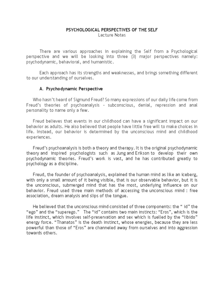 Exploring the Three Major Psychological Perspectives of the Self ...