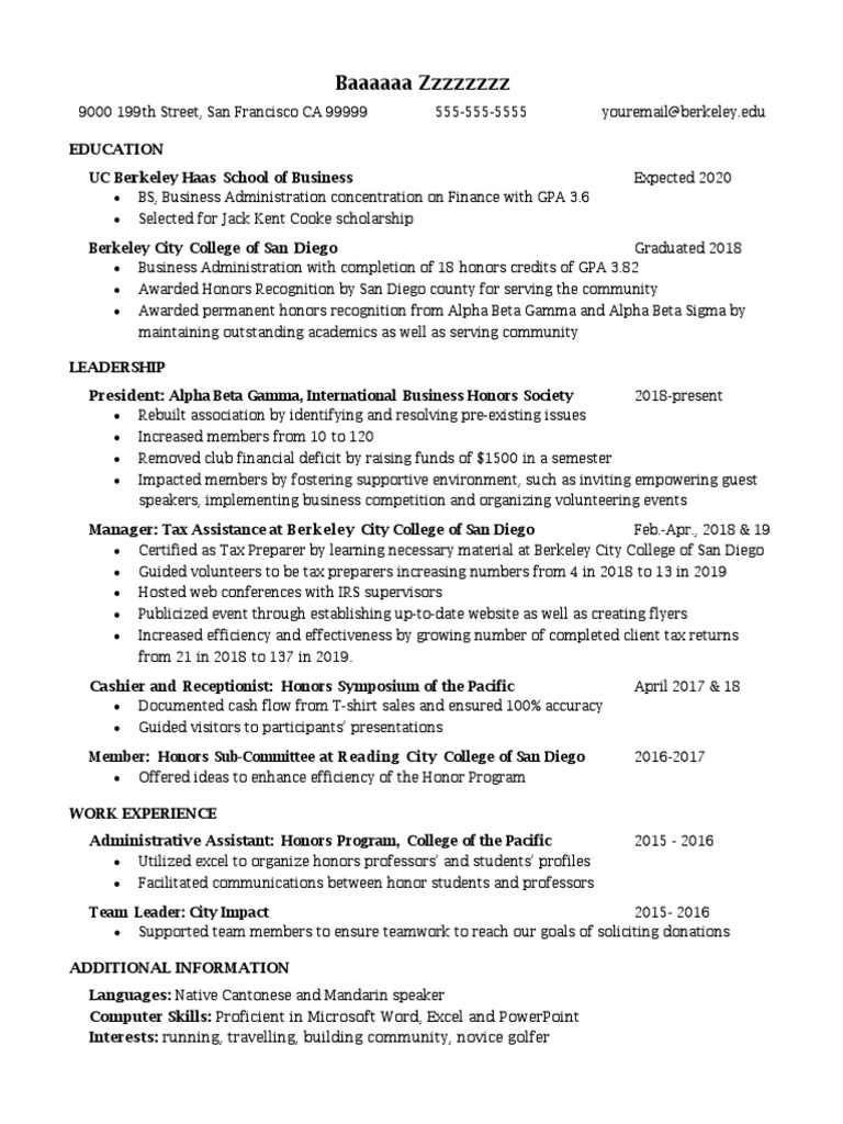 Senior Transfer Business General Resume | PDF Senior Transfer Business General Resume | PDF