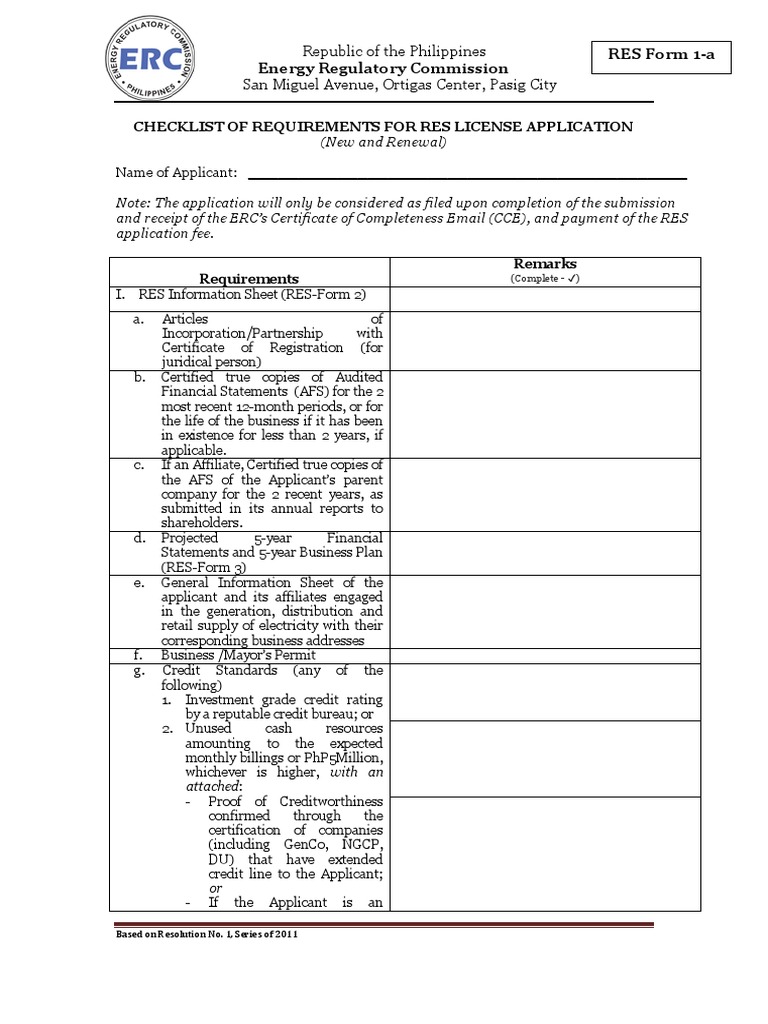 RES License Checklist of Requirements (New and Renewal) 10dec2021 | PDF ...