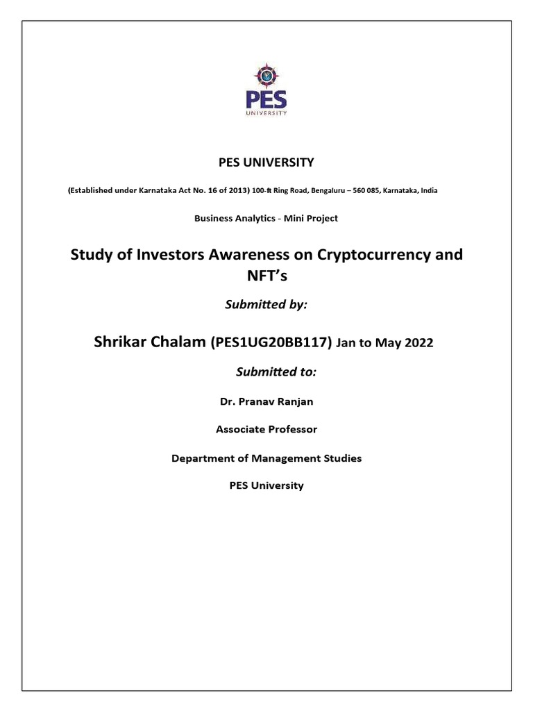 Study of Investors Awareness on Cryptocurrency and NFT’s | PDF | Cryptocurrency | Survey Methodology