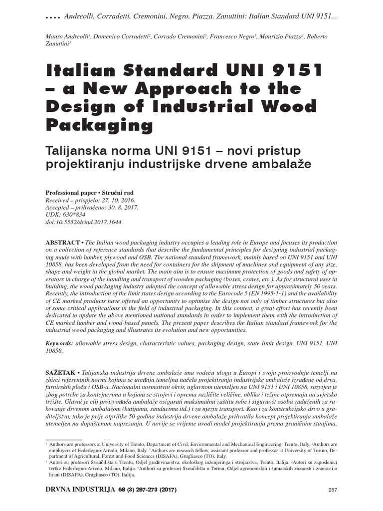 UNI - 9151 - Wood Packages PDF | PDF | Lumber | Packaging And Labeling