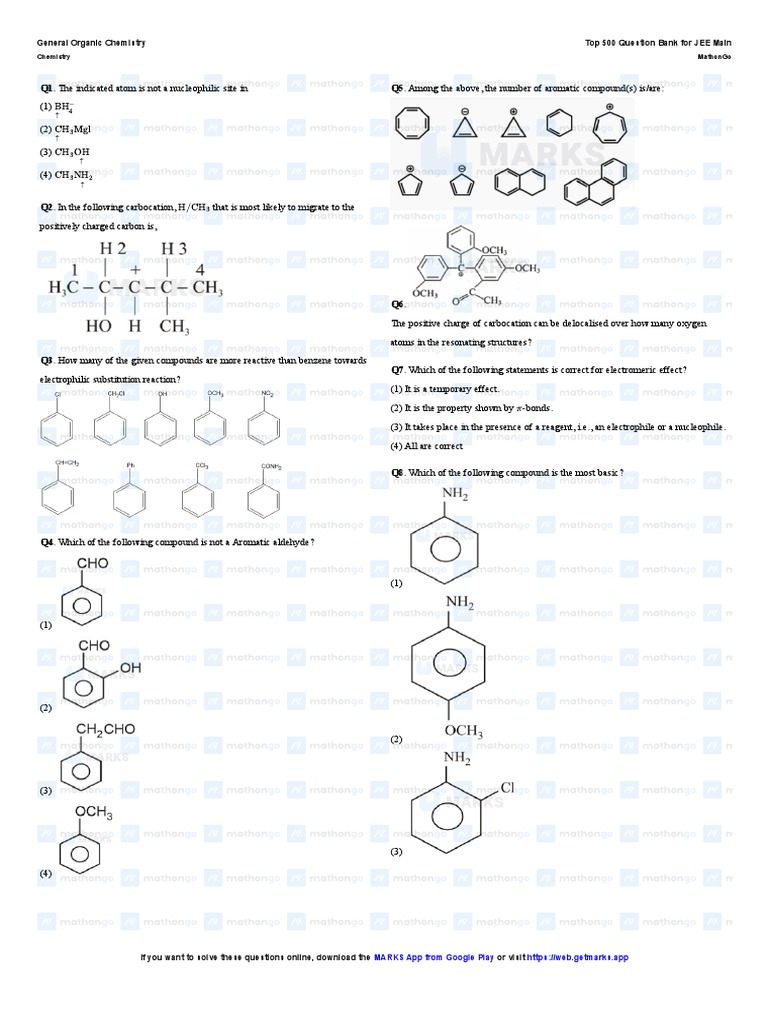 Organic Chemistry - Top 500 Question Bank For JEE Main by MathonGo PDF ...
