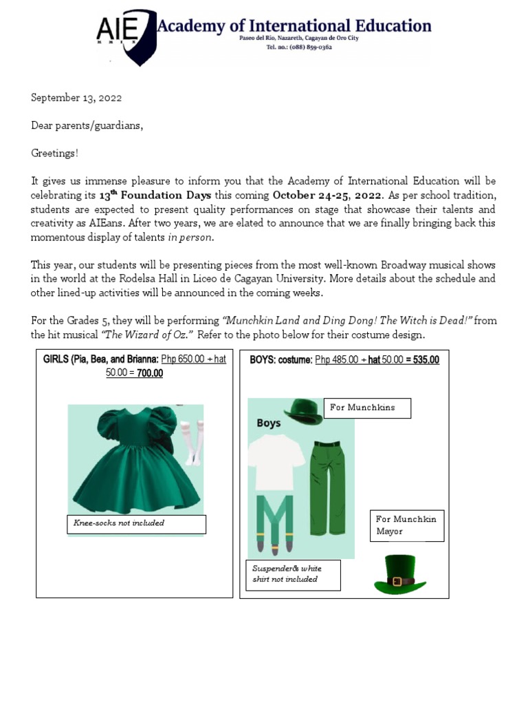 Foundation Day Costume | PDF