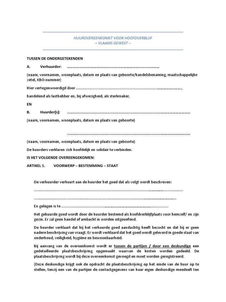 Model Huurovereenkomst | PDF