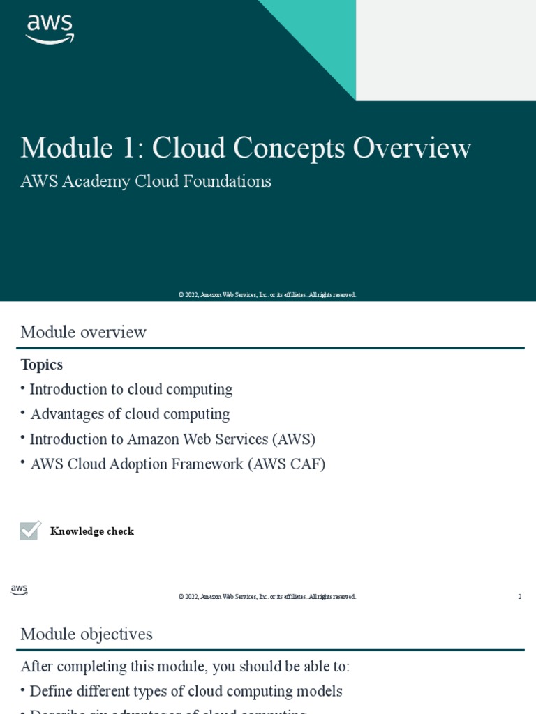 AcademyCloudFoundations Module 01 | PDF | Cloud Computing | Amazon Web Services