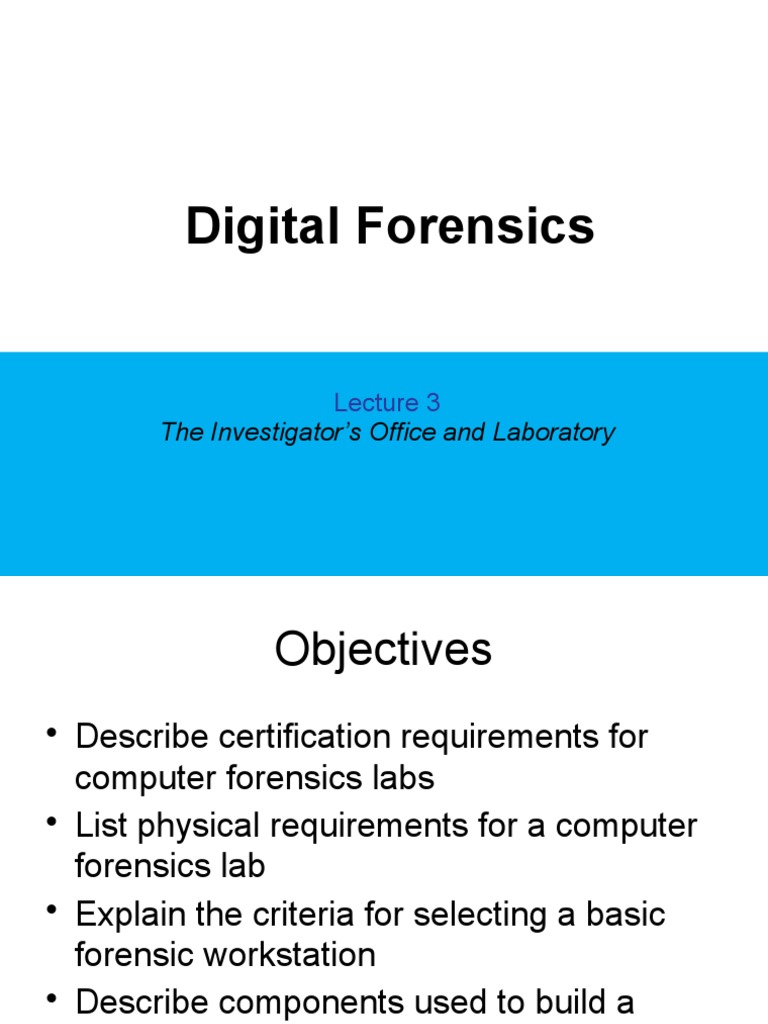 SCI4201 Lecture 3 - Forensic Lab | PDF | Computer Forensics | Laboratories