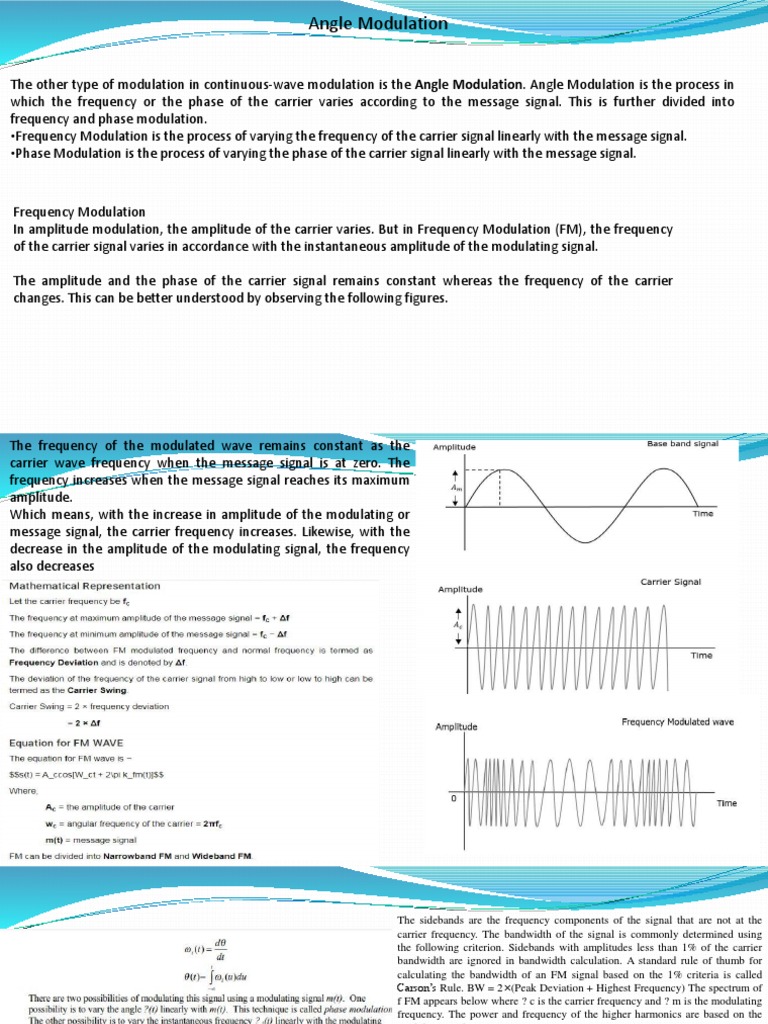 Angle Modulation | PDF | Frequency Modulation | Multiplexing