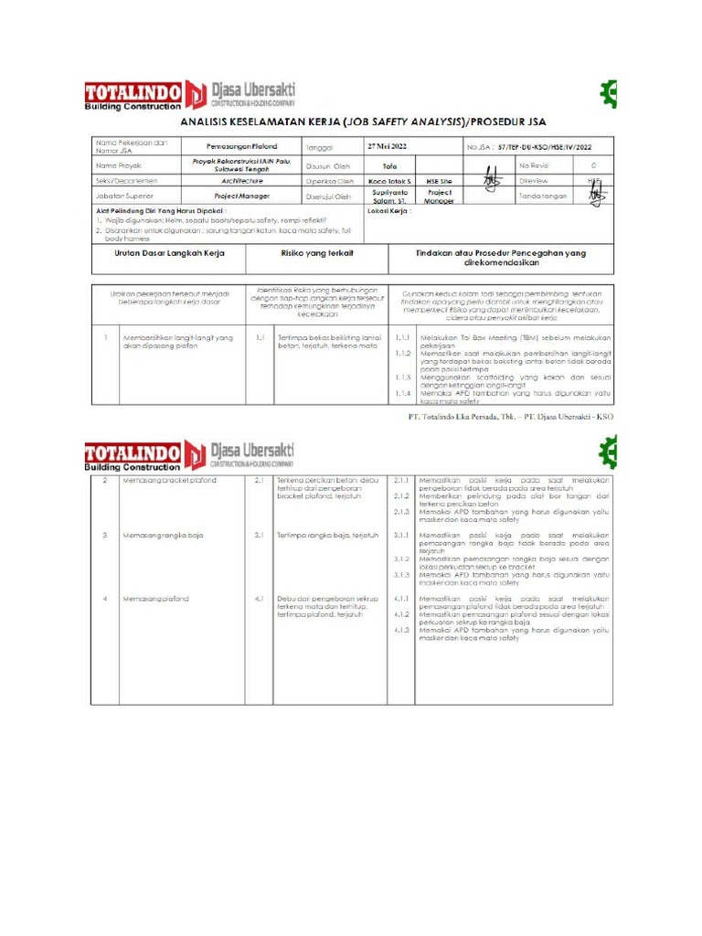 JSA Pasang Plafon | PDF
