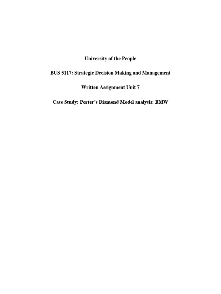 BUS 5117 Written Assignment Unit 7 | PDF | Bmw | Strategic Management