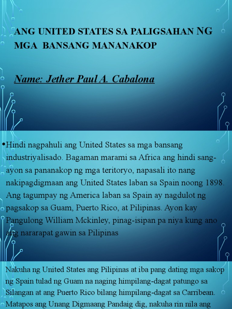 Ang United States Sa Paligsahan Mga Bansang Mananakop: Name: Jether ...