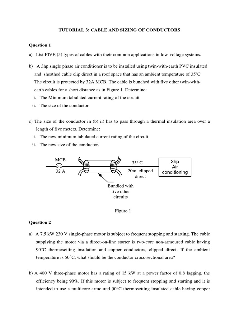 Tutorial 3 (Cable and Sizing of Conductors) ESB S2 2013 Student Version ...