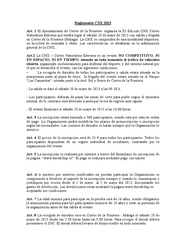 Reglamento CNX 2023 v2 | PDF