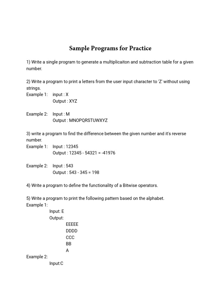 Sample Programs For Practice | PDF | Matrix (Mathematics) | Area