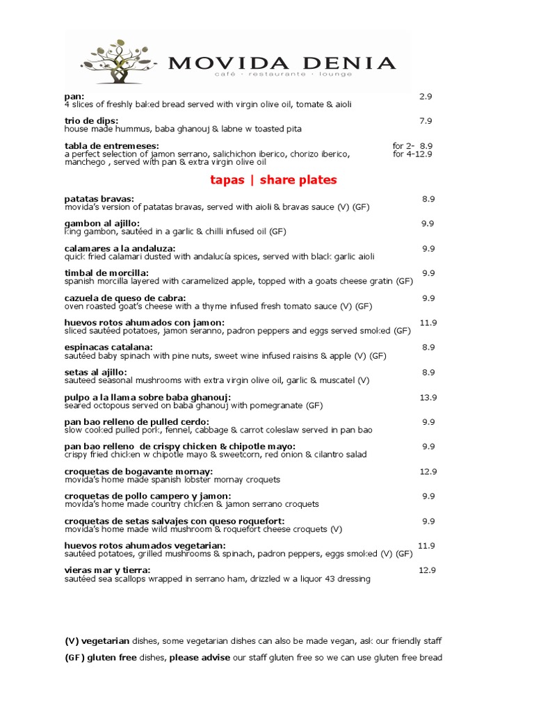 New Menu Movida PDF | PDF | Grilling | Salad