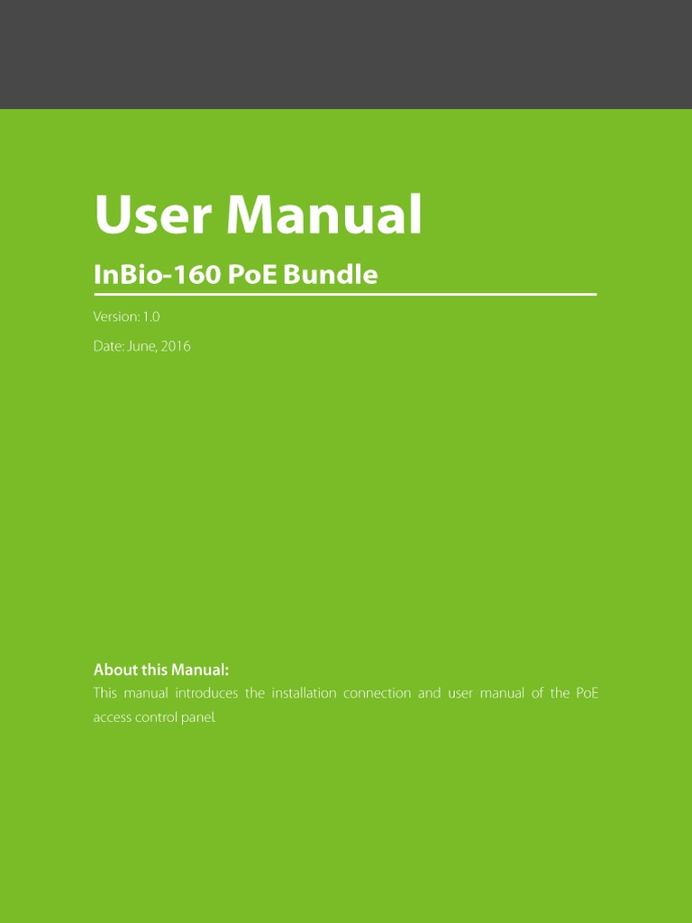 Inbio160 POE Bundle User Manual | PDF