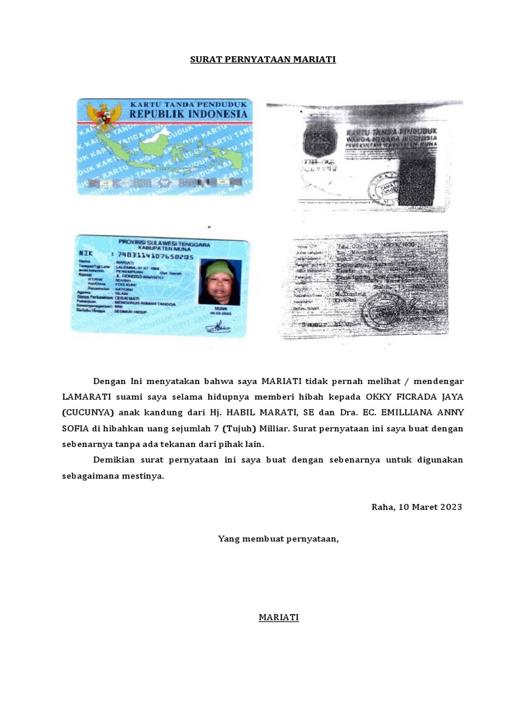 Pernyataan Mariati tentang Warisan Lamarati | PDF