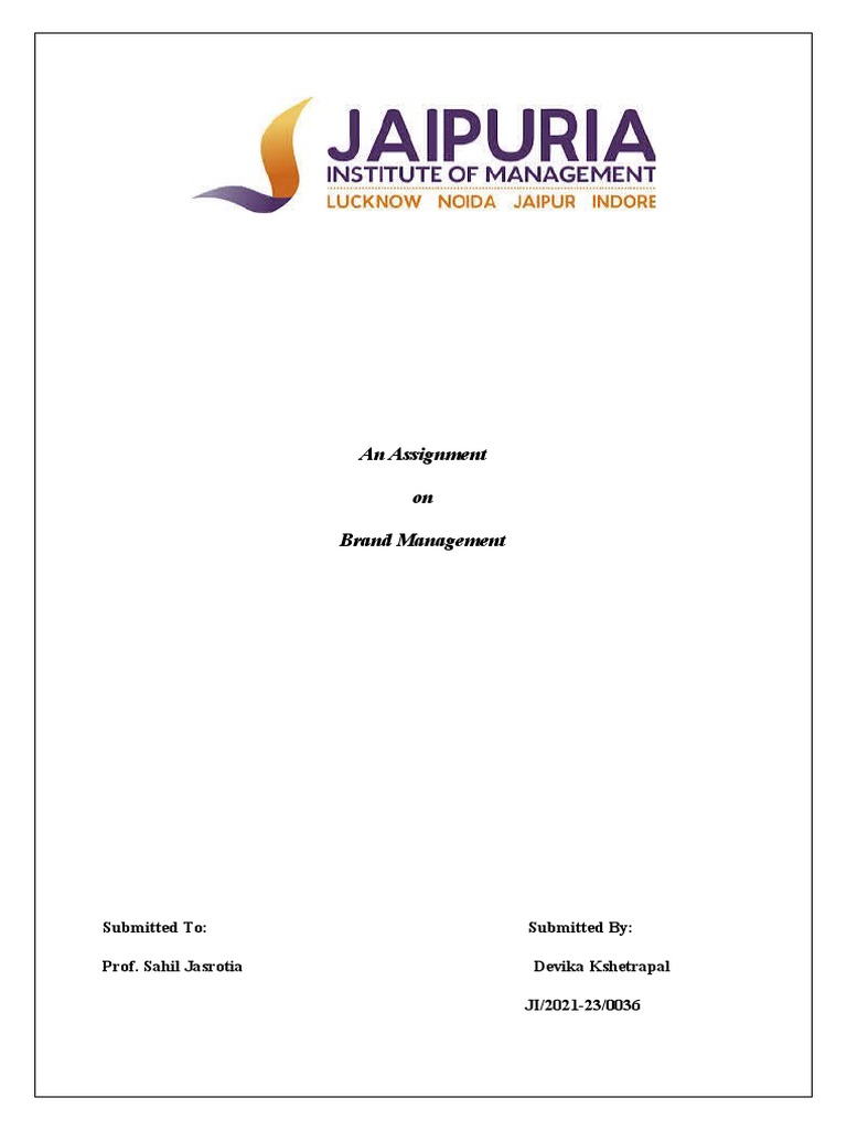 Devika Kshetrapal - Brand Management | PDF | Brand | Fashion