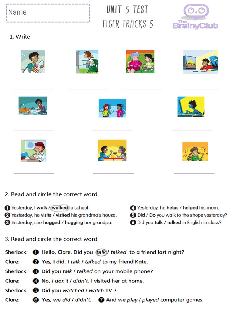 Tiger Tracks 5 UNIT 5 TEST PDF | PDF | Language Arts & Discipline