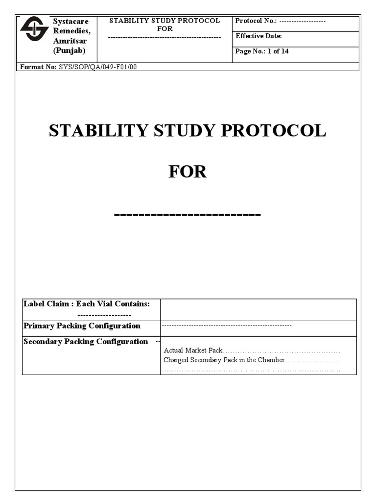 Stability Study Protocol Overview | PDF | Shelf Life | Quality Assurance
