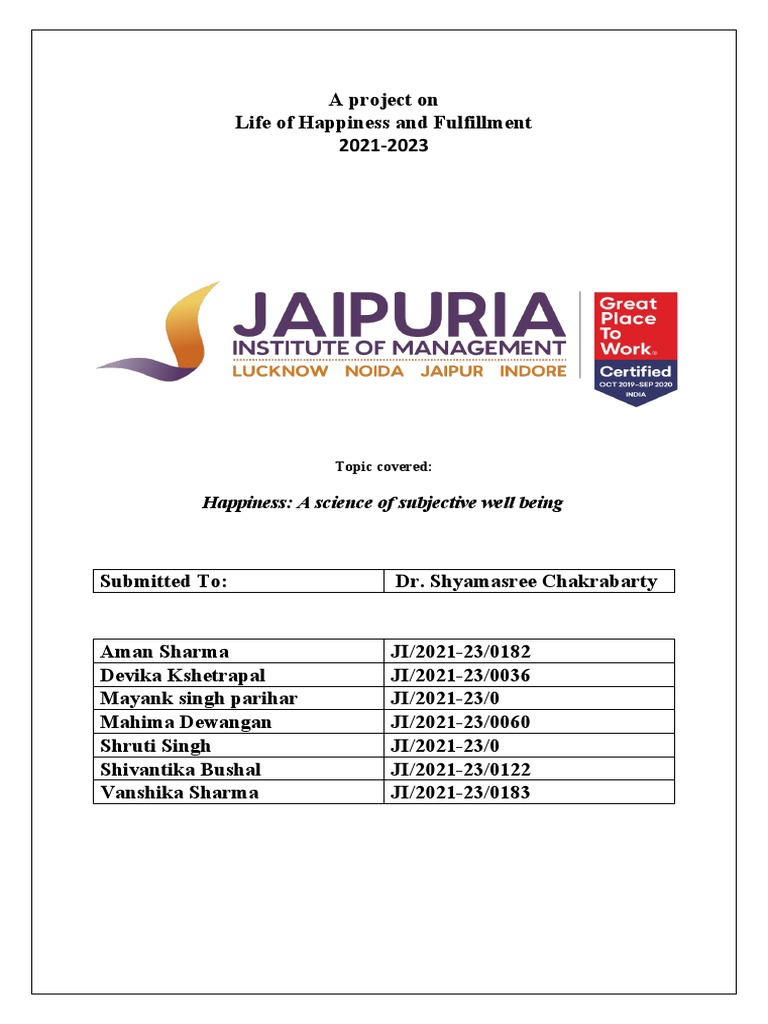 Happiness and Well-Being Study | PDF | Happiness | Quality Of Life