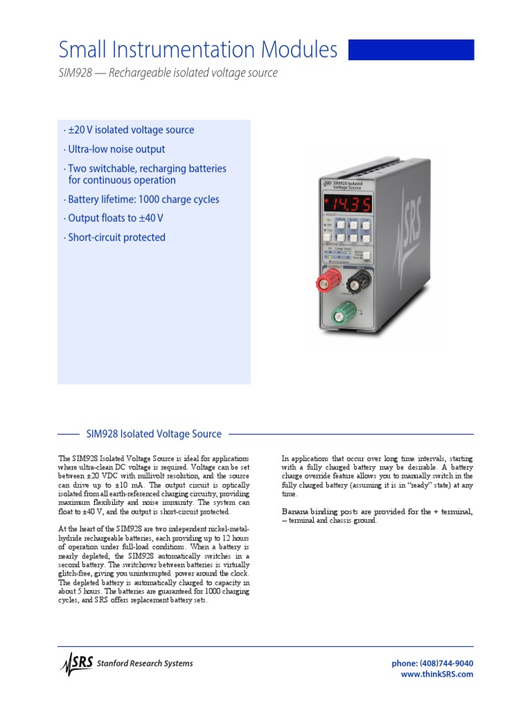 SIM928 C | PDF | Rechargeable Battery | Power Supply