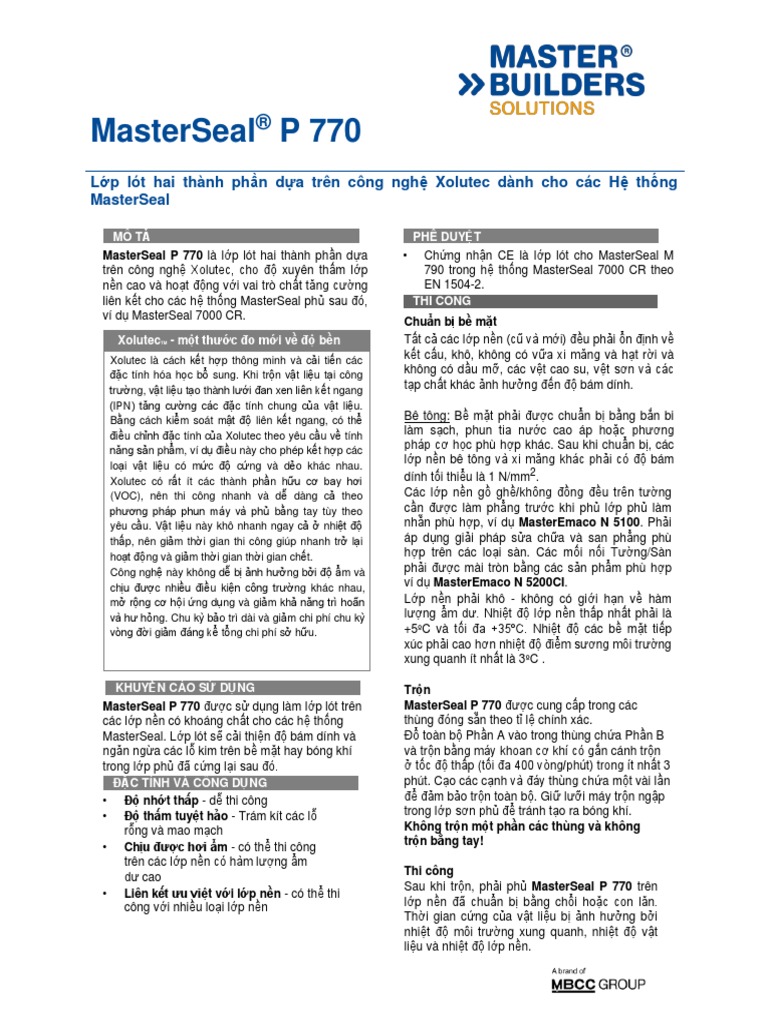 MasterSeal® P 770 (VIE) | PDF