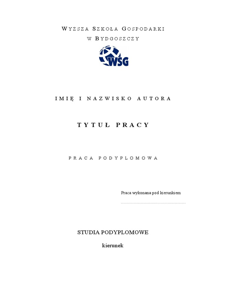 Strona Tytułowa Pracy Dyplomowej-Strona1 | PDF