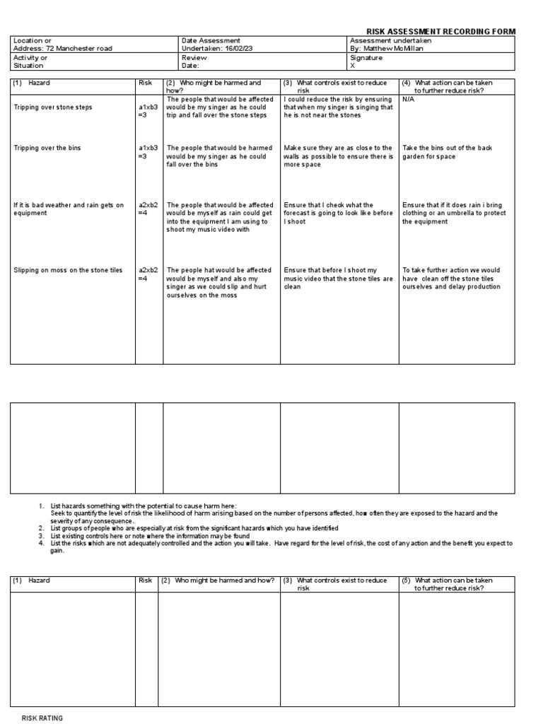 Risk Assessment Template Garden | PDF