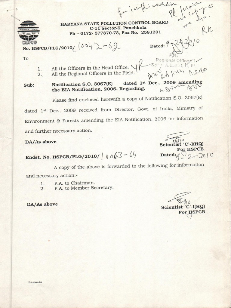 EIA Notification 01 12 2009 | PDF