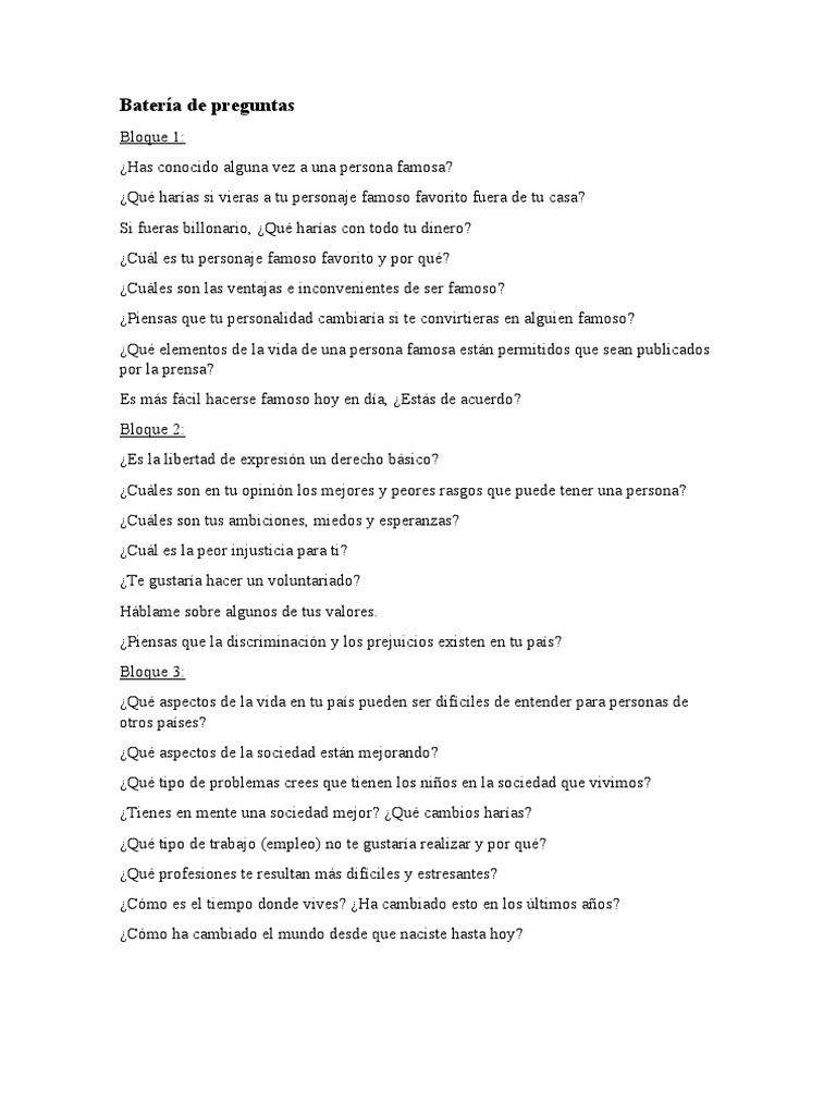 Bateria de Preguntas | PDF