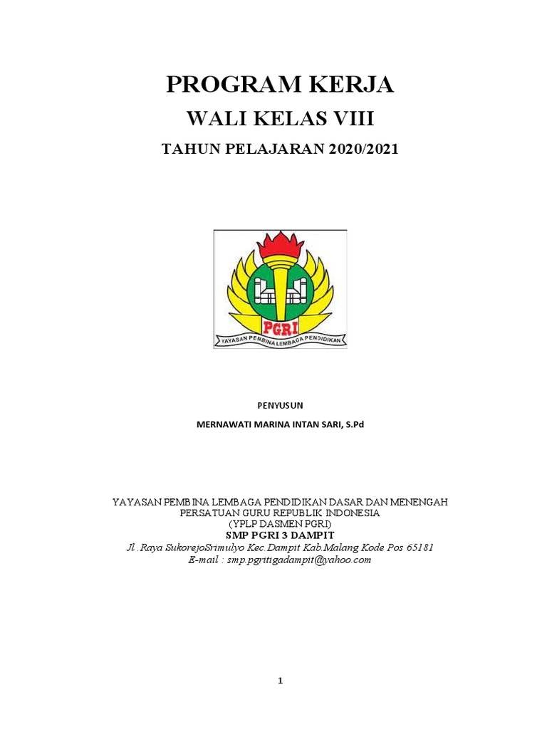 Program Kerja Wali Kelas | PDF