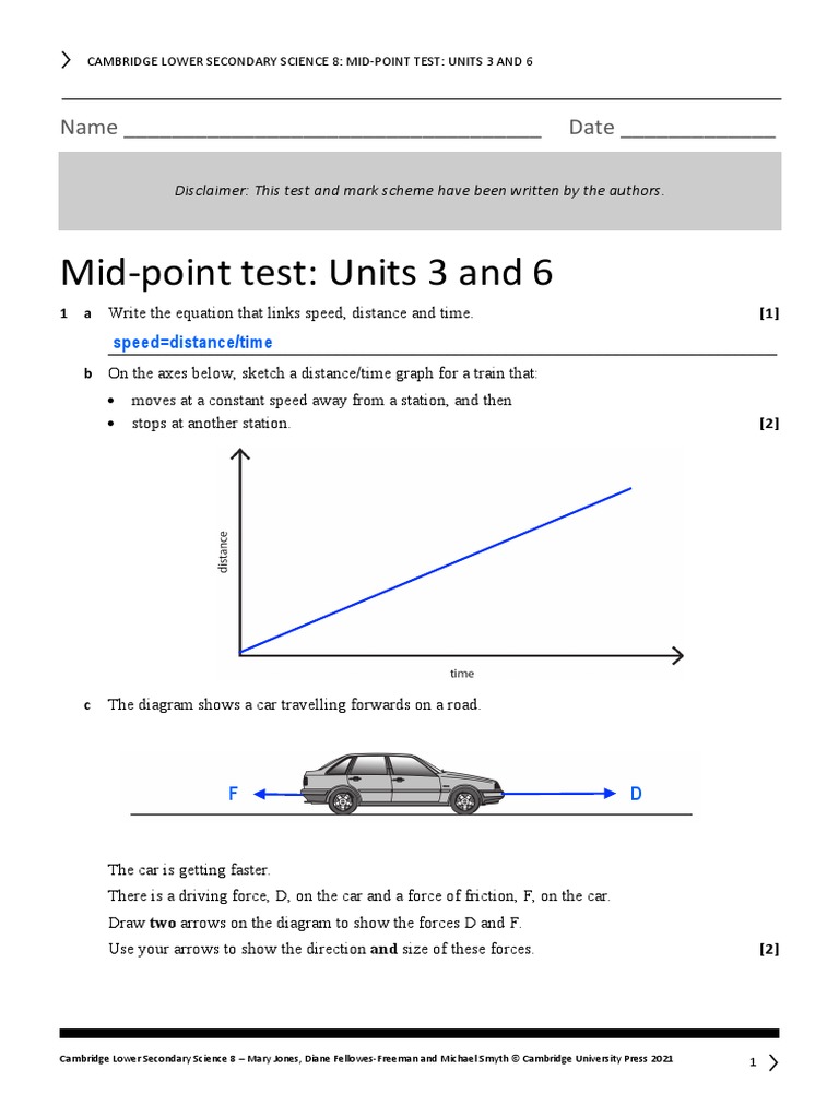 S8 - Mid-Point Test - 3 and 6 PDF | PDF | Force | Classical Mechanics