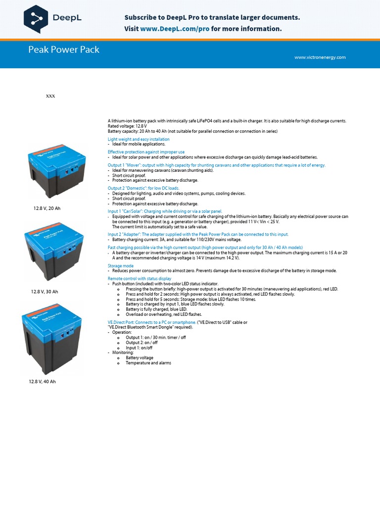Datasheet-Peak-Power-Pack-DE en-US PDF | PDF