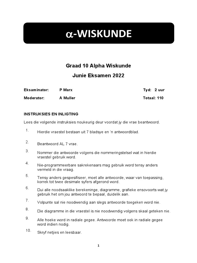 Junie - 2022 - gr10 - Afr 3 | PDF