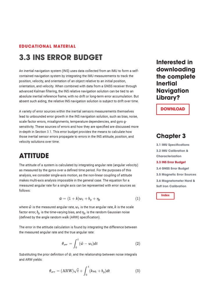 Learn How To Determine The INS Error Budget For Your Application VectorNav | PDF | Inertial ...