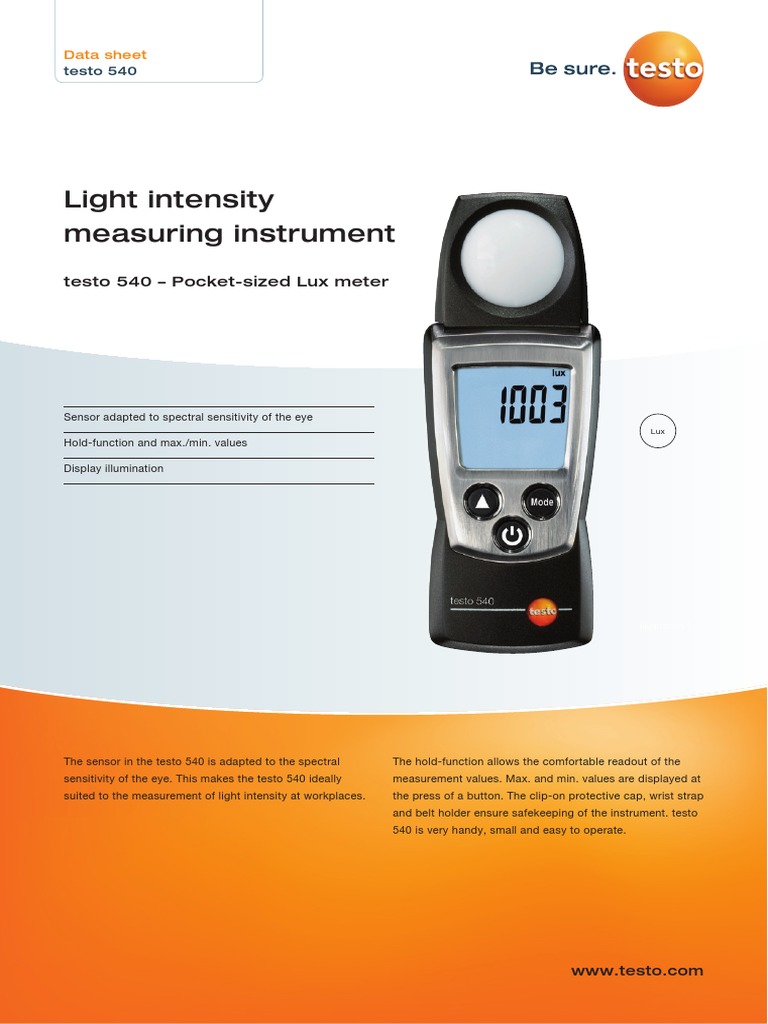 Testo 540 Data Sheet | PDF | Metrology | Physical Sciences