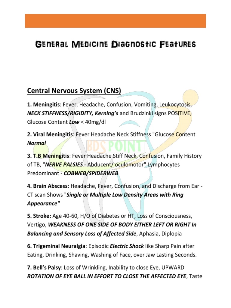 General Medicine Diagnostic Points PDF | PDF | Anemia | Diabetes