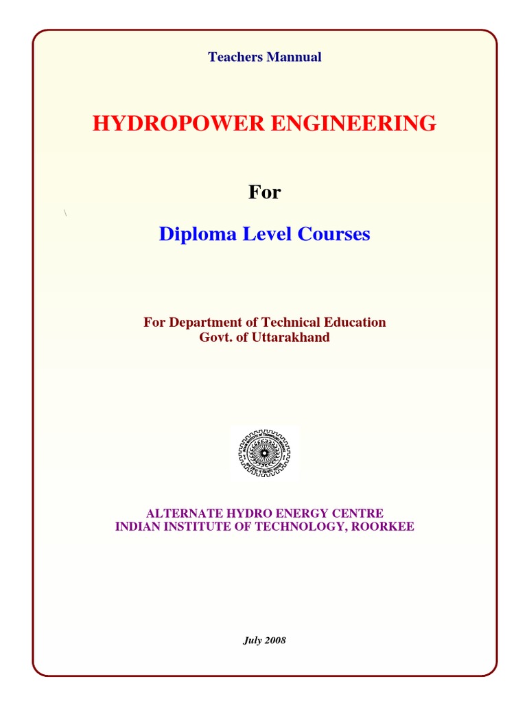 Teachers Manual Diploma Hydropower Engineering PDF | PDF | Reservoir | Hydroelectricity
