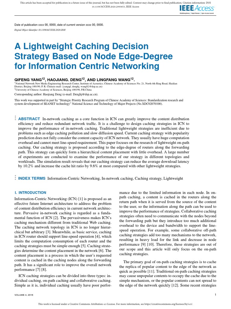 A Lightweight Caching Decision Strategy Based On Node Edge Degree For Information Centric