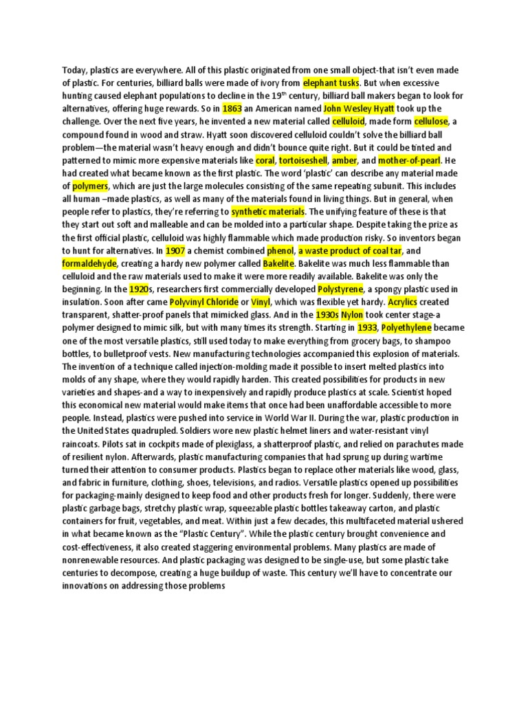 History and Future of Plastic | PDF | Plastic | Polymers