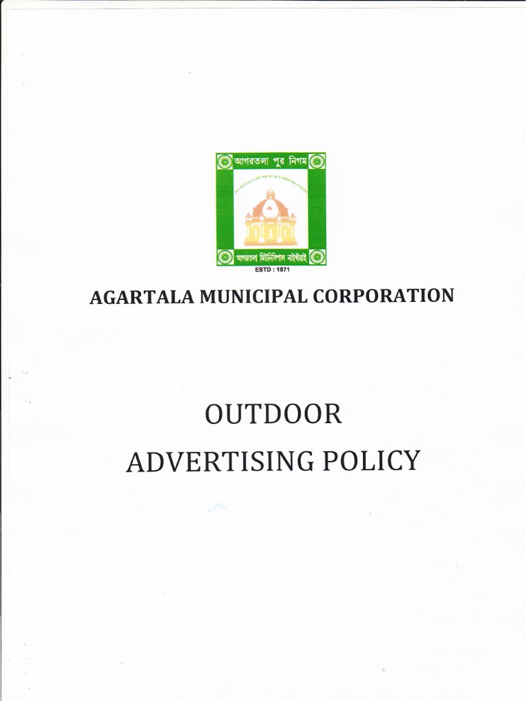 Outdoor Advertising Policy Agartala Municipal Corporation | PDF ...