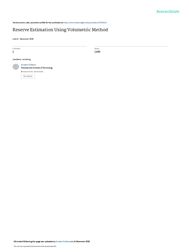 Reserve Estimation Using Volumetric Method PDF | PDF | Petroleum | Volume