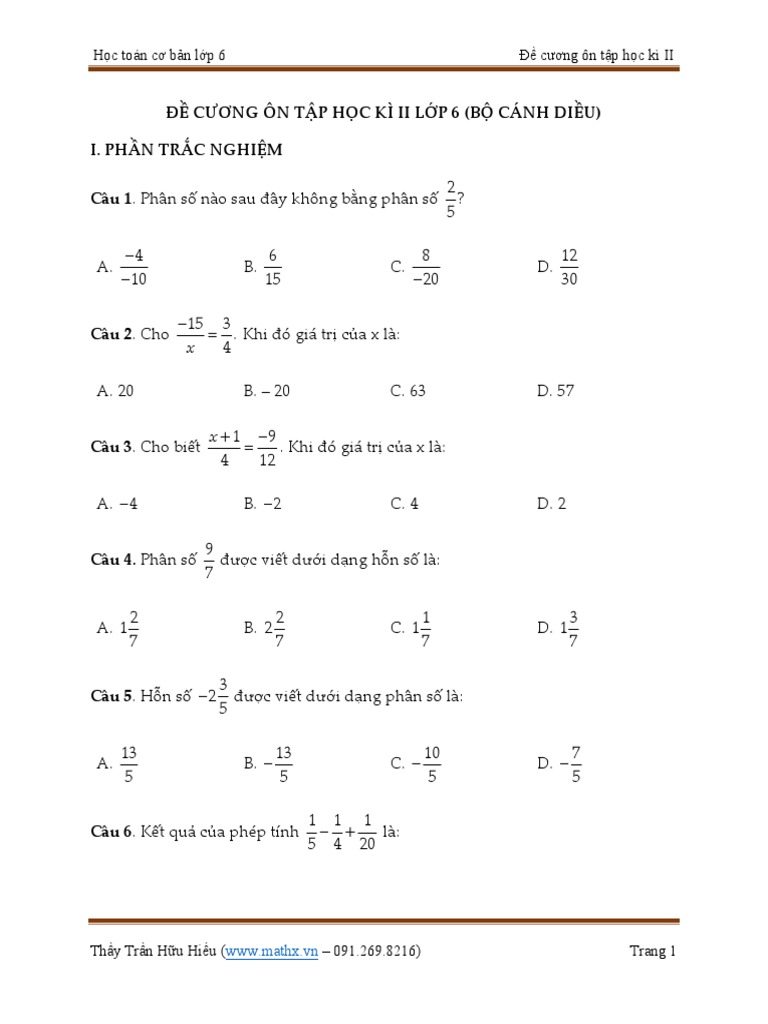 ĐỀ CƯƠNG ÔN TẬP CUỐI HỌC KÌ 2 TOÁN 6 CD PDF | PDF