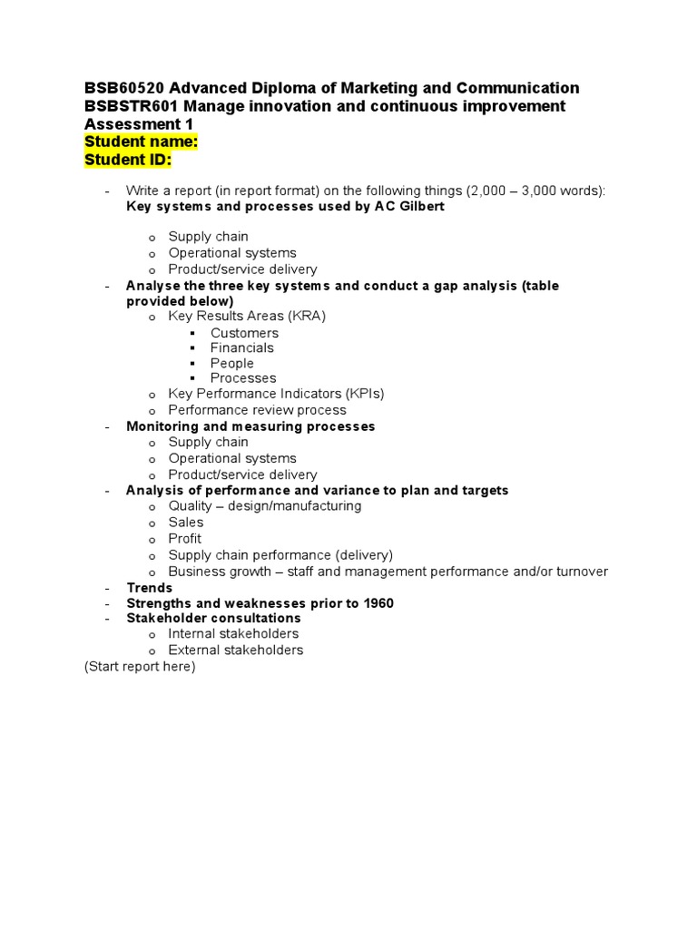 BSBSTR601 Assessment 1 Template | PDF | Sales | Supply Chain