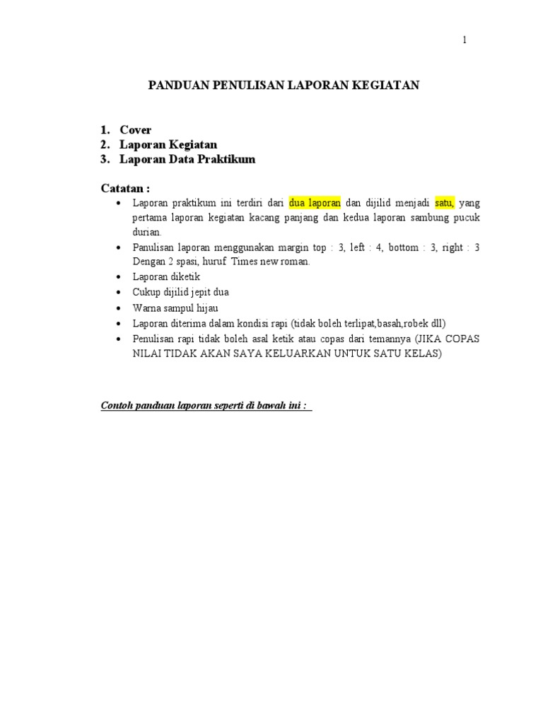 Panduan Penulisan LAPORAN KEGIATAN | PDF