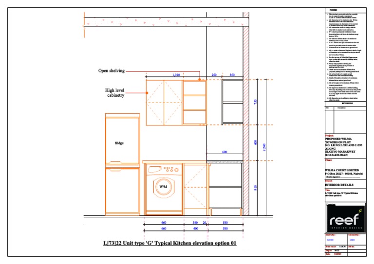 L (73) 22 Unit Type 'G' Typical Kitchen Elevation Option 01 PDF | PDF ...