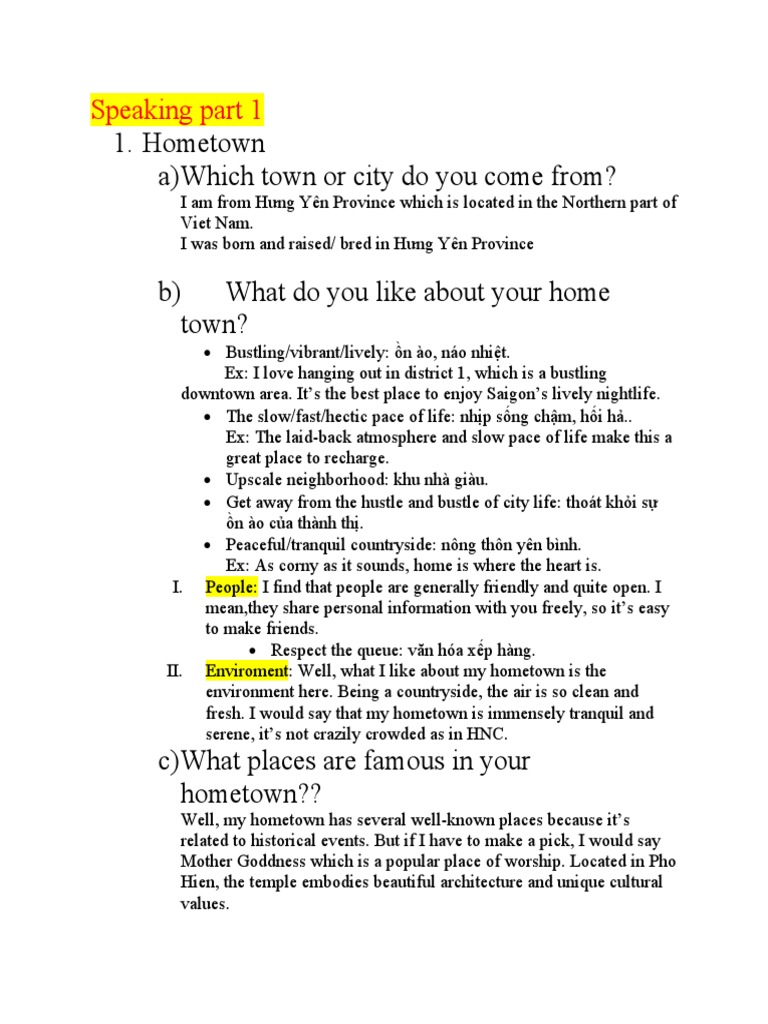 Speaking Part 1 | PDF