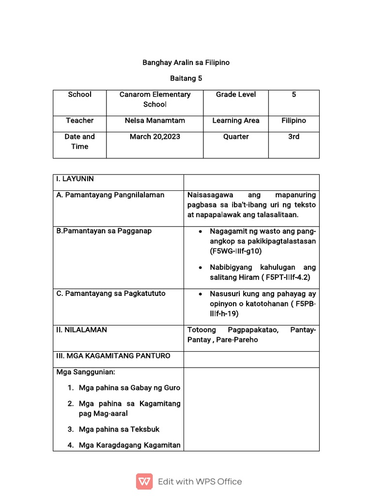 LP in Filipino #4 | PDF
