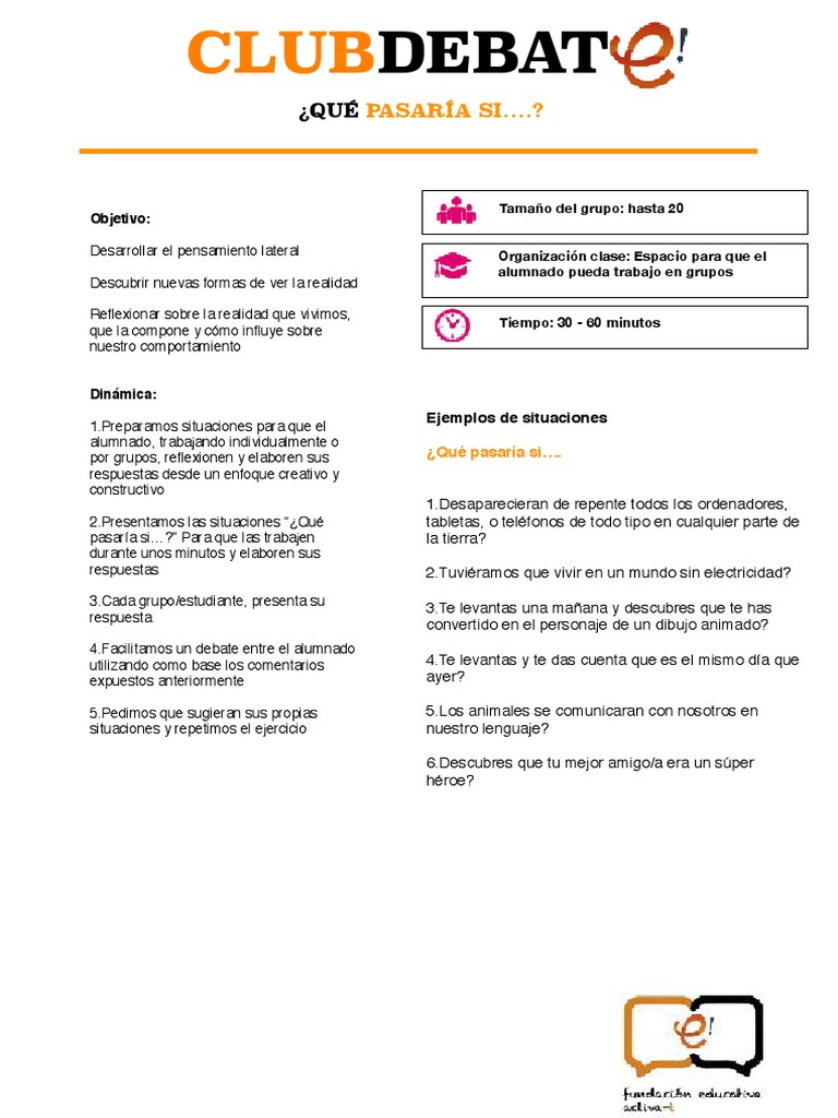 Debate Creativo: ¿Qué Pasaría Si...? | PDF | Filosofía | Ciencia y ...