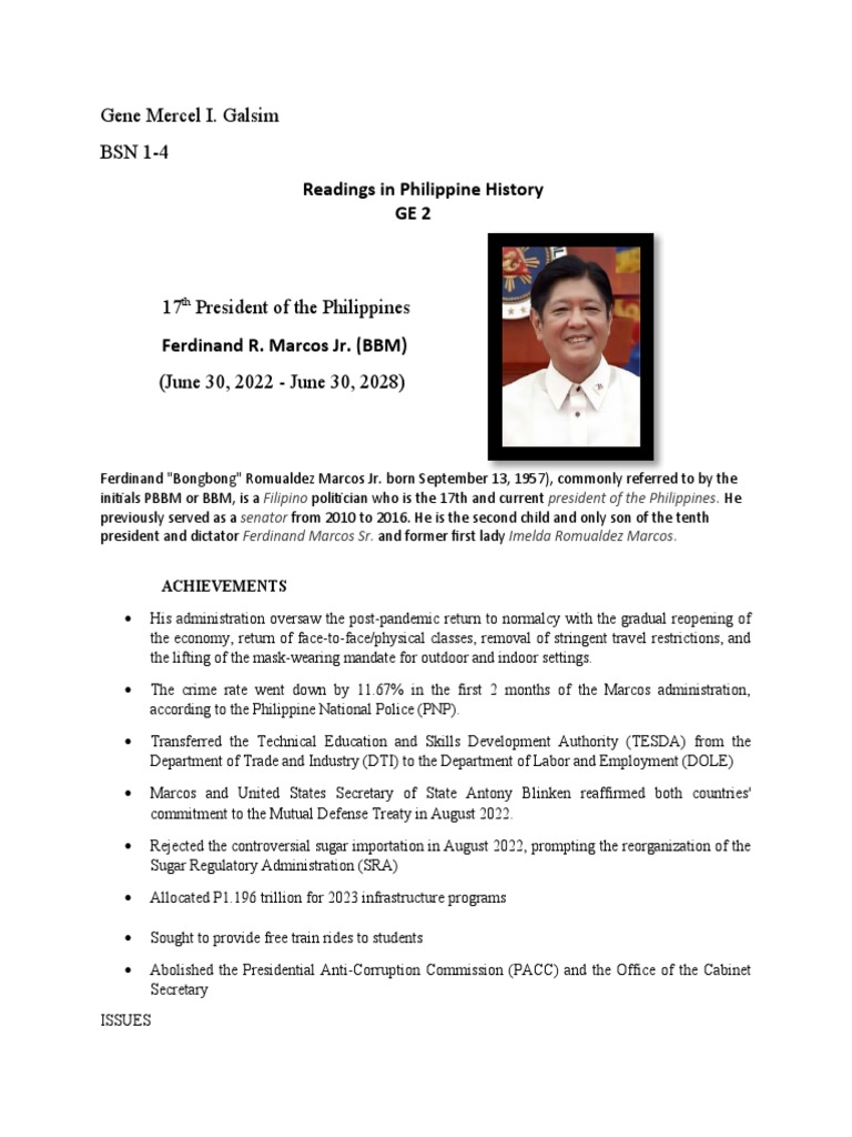 17th PRESIDENT | PDF | Philippines | Government